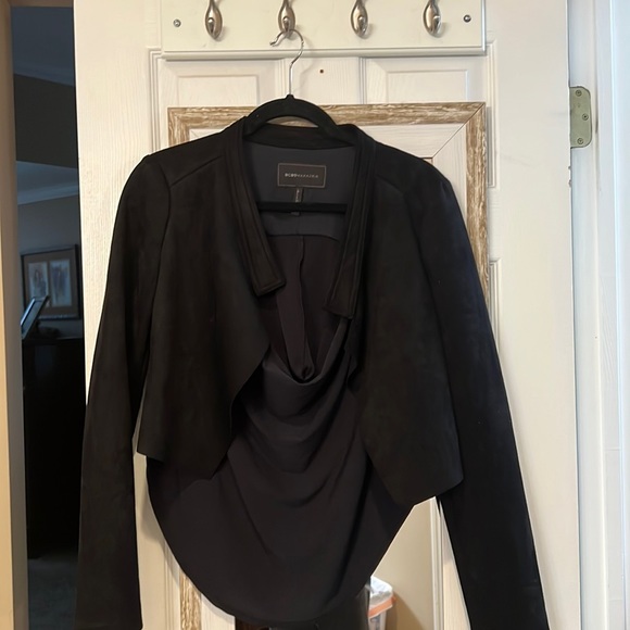 BCBGeneration | Jackets & Coats | Black Swede Jacket With Draping In ...